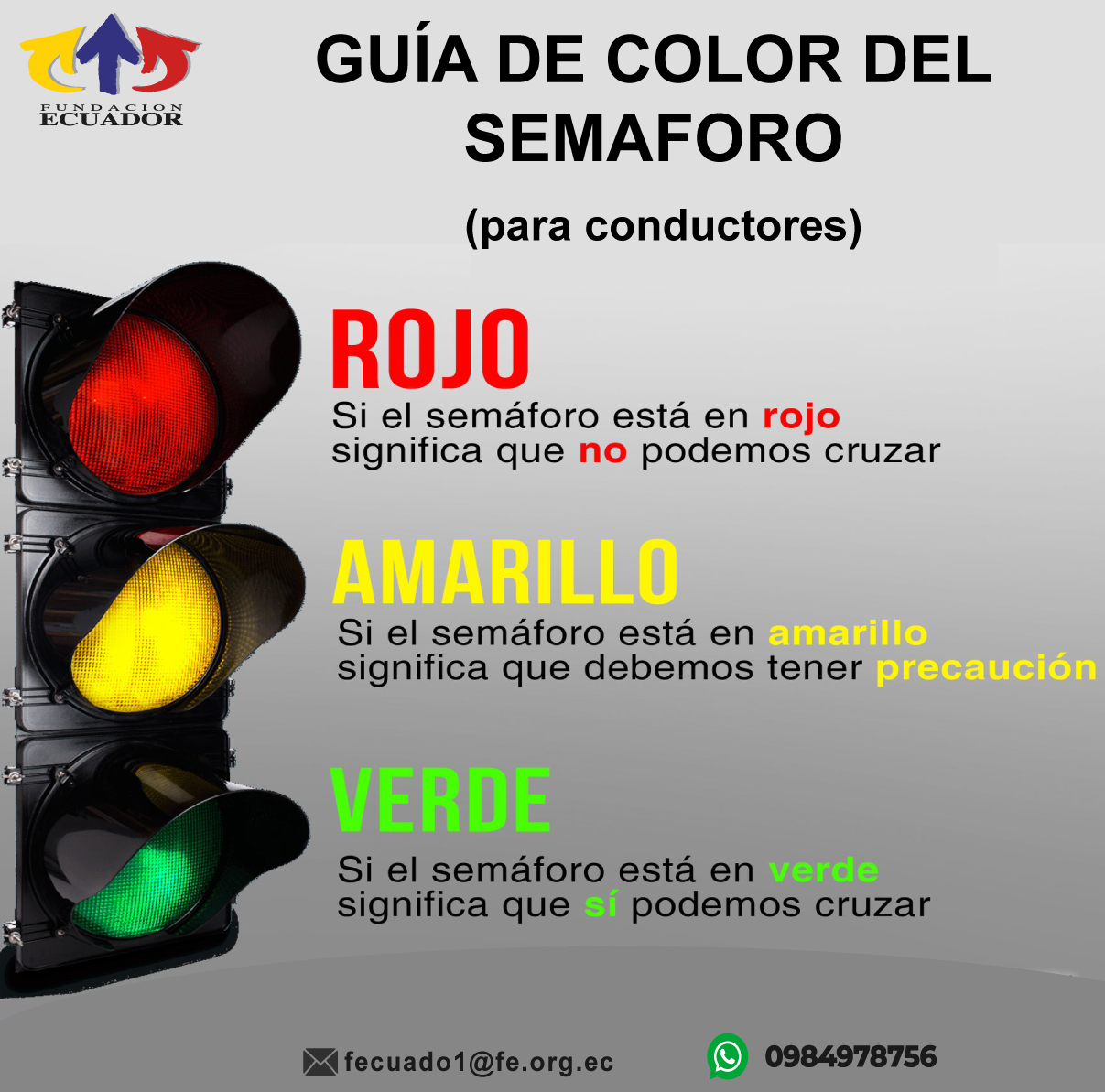 Semaforo - Guía colores conductores - Fundación Ecuador